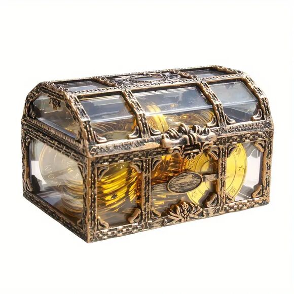 Wicked Silk | Accents | Clear Vintage Treasure Chest Jewelry Box Pirate ...
